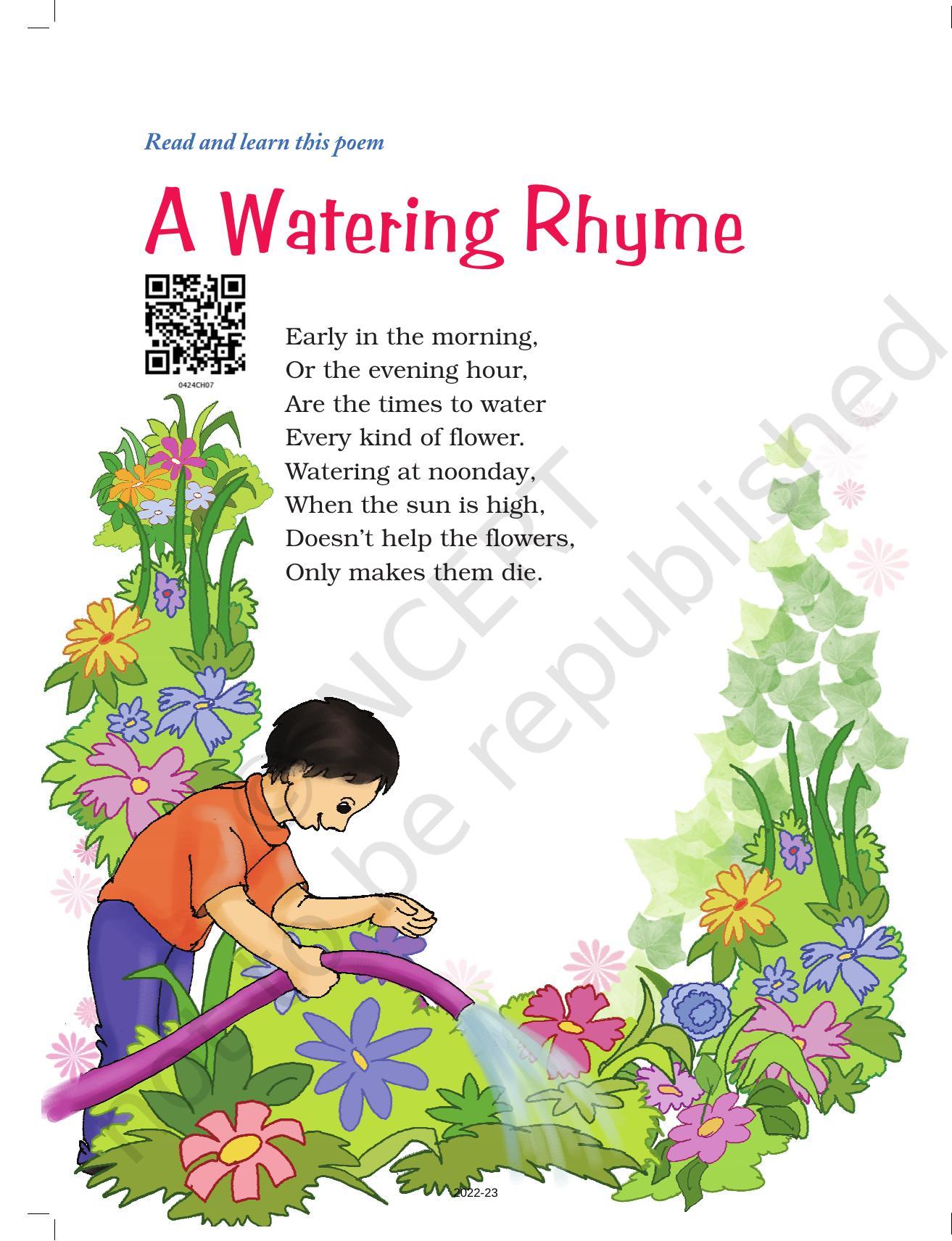 NCERT Book for Class 4 English (Poem): Chapter 13-A Watering Rhyme ...