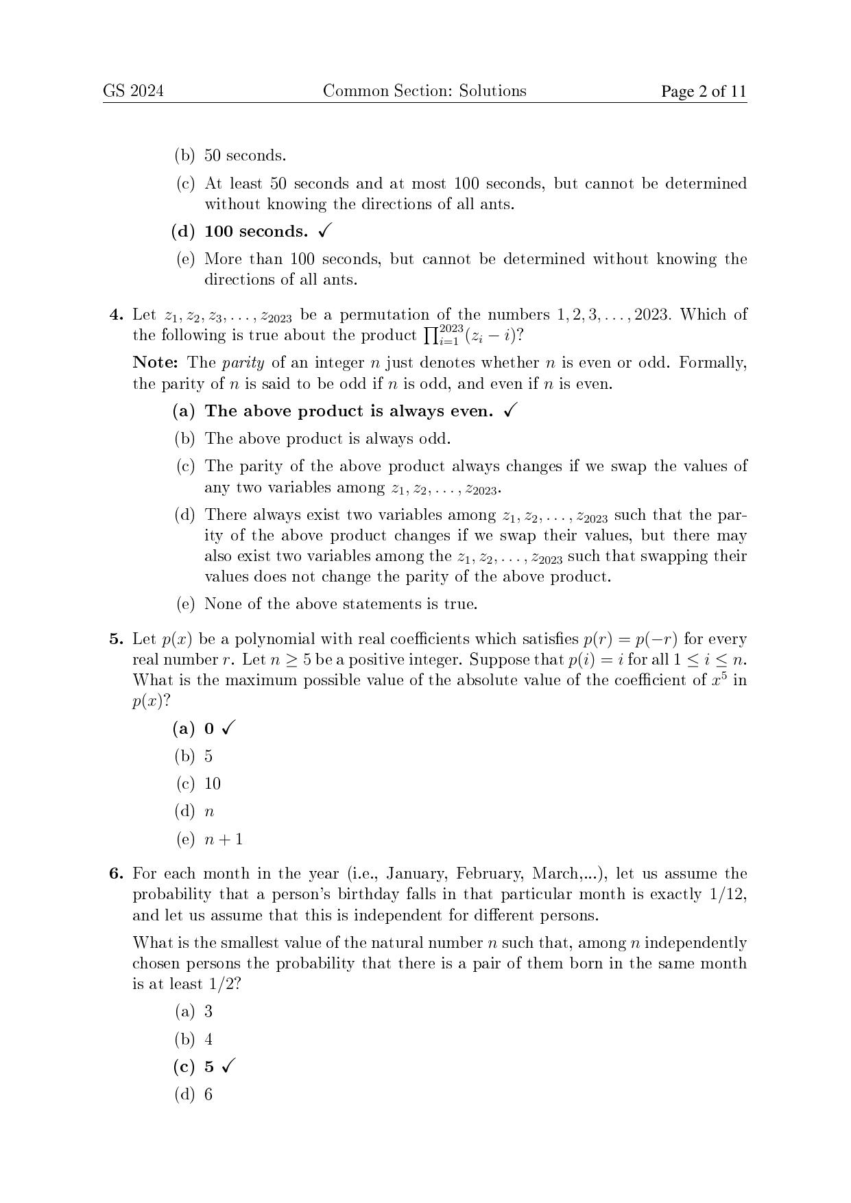 TIFR GS 2024 Computer Science Question Paper - IndCareer Docs