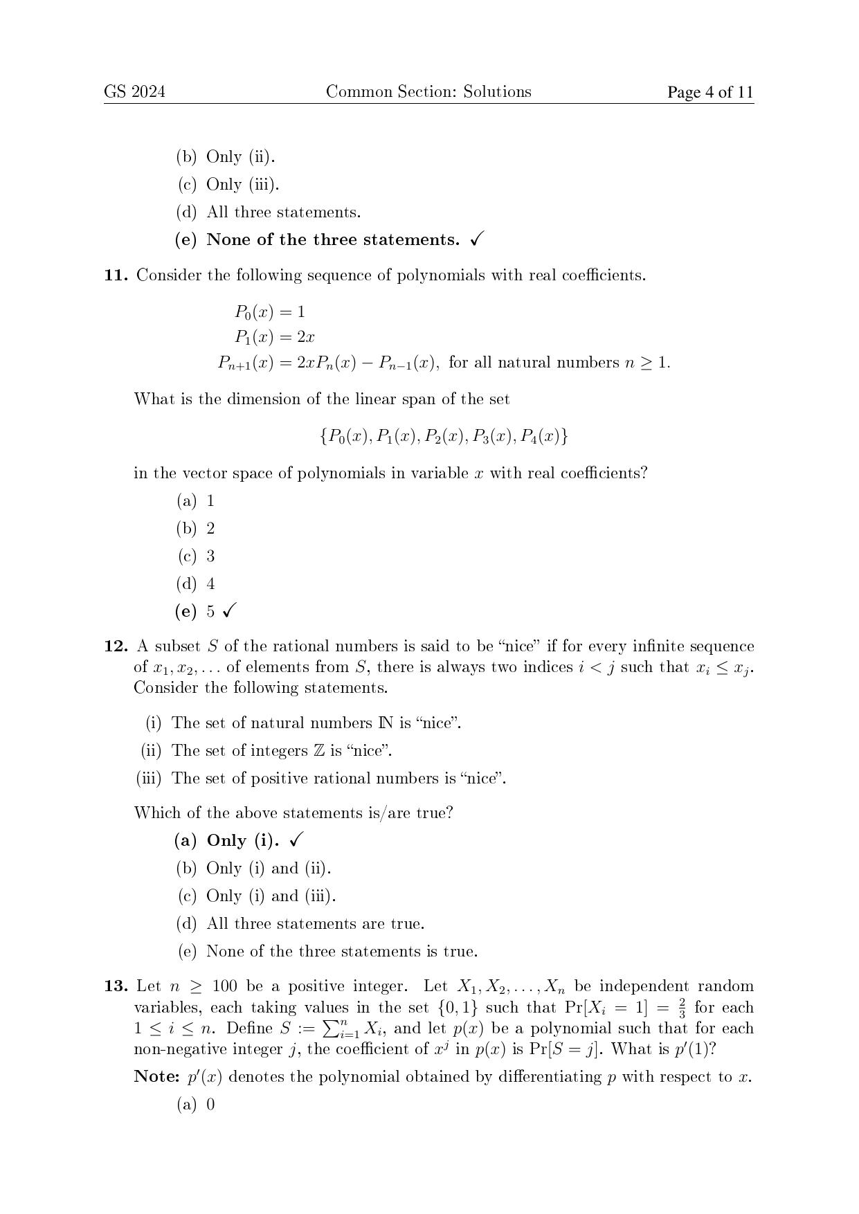 TIFR GS 2024 Computer Science Question Paper - IndCareer Docs