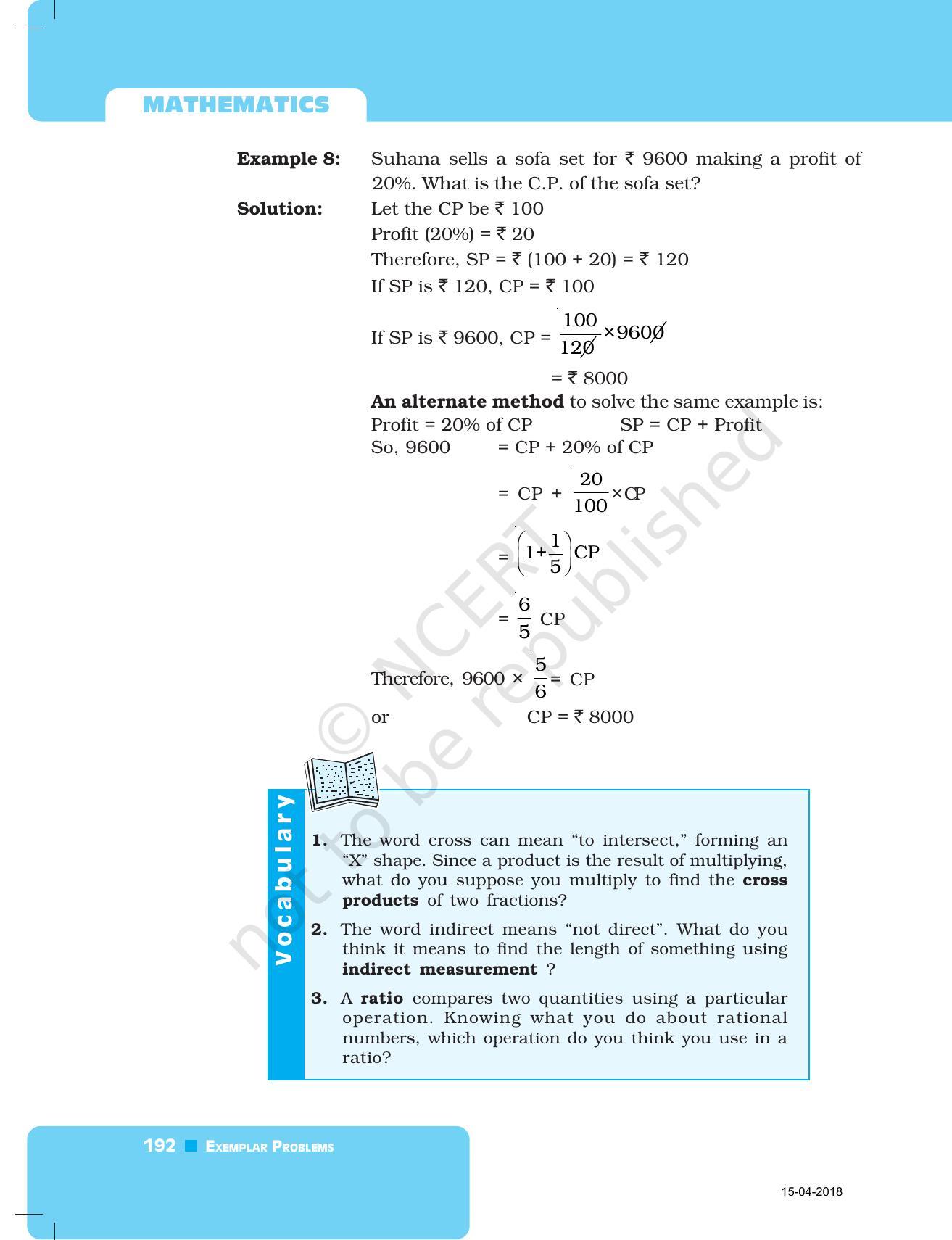 Ncert Exemplar Book For Class 7 Maths Chapter 7 Comparing Quantities