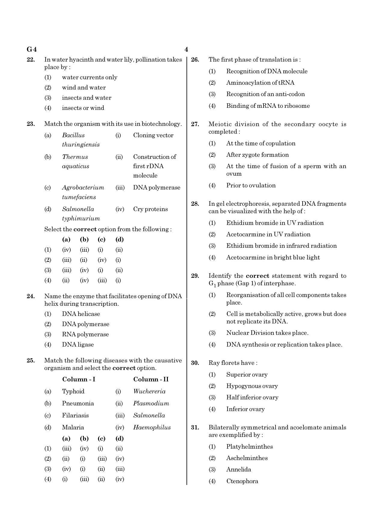 NEET G4 2020 Question Paper - IndCareer Docs