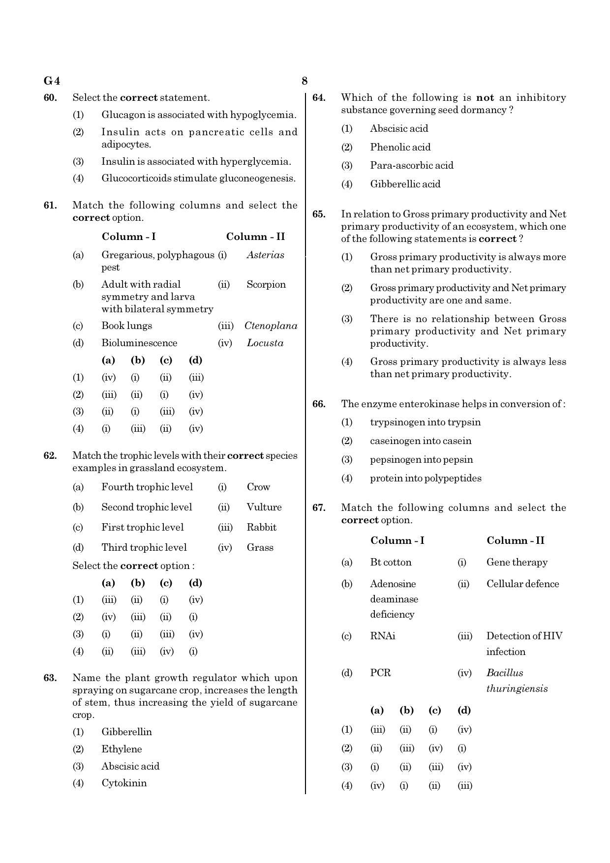 NEET G4 2020 Question Paper - IndCareer Docs