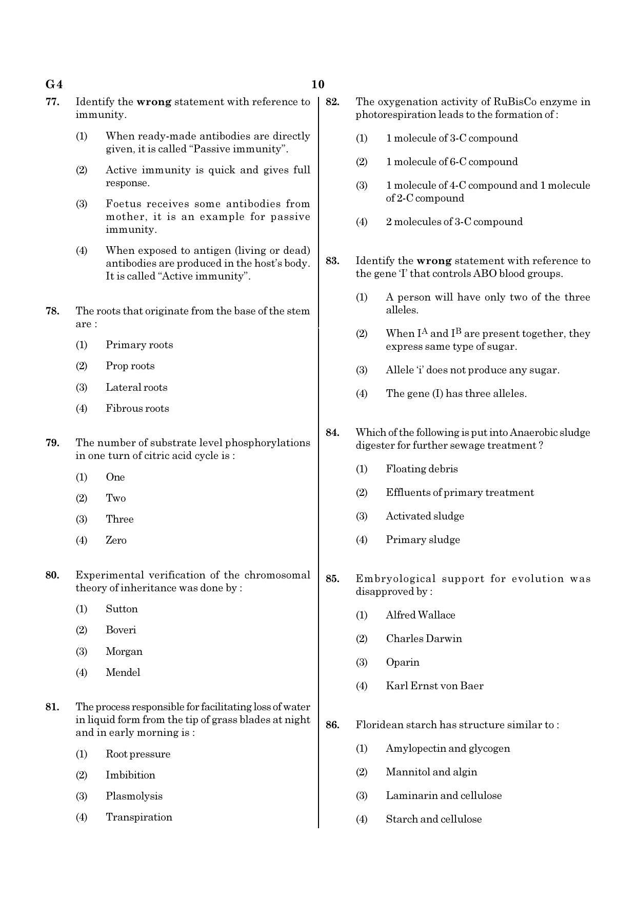 NEET G4 2020 Question Paper - IndCareer Docs