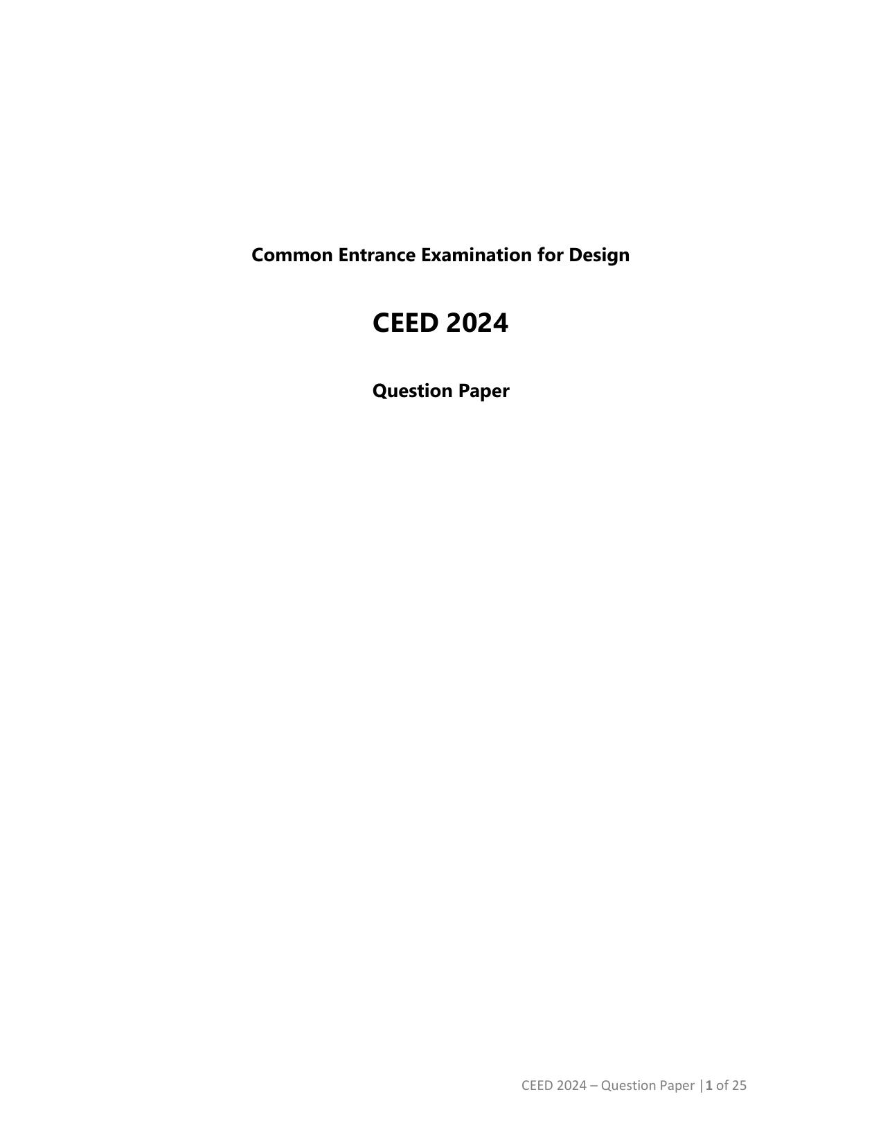CEED 2024 Question Paper - IndCareer Docs