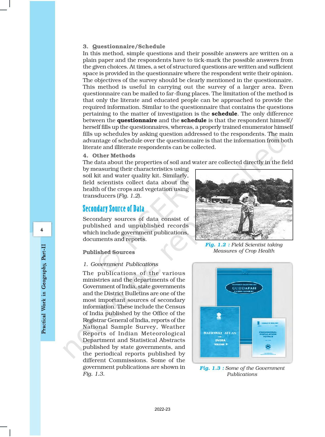 NCERT Book for Class 12 Geography Chapter 1 Data – Its Source