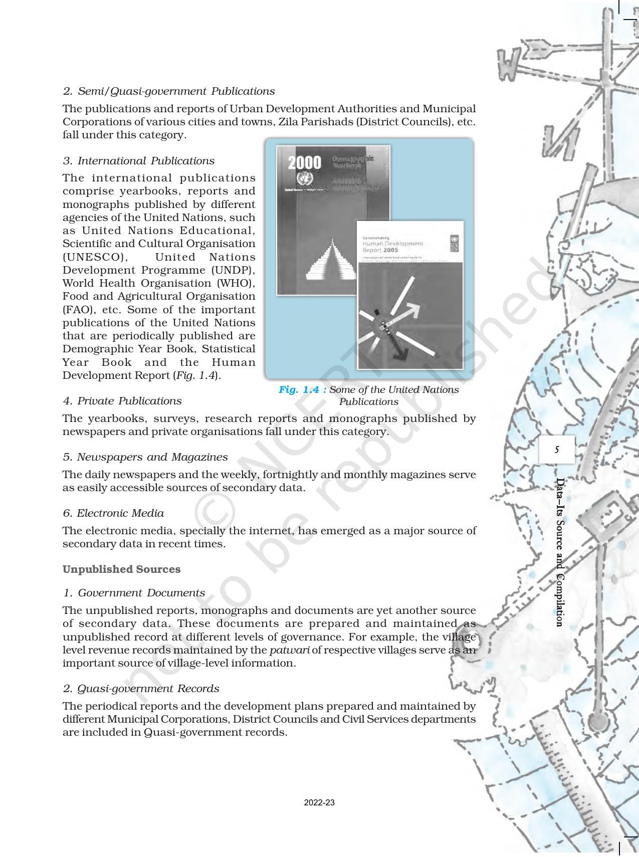 NCERT Book for Class 12 Geography Chapter 1 Data – Its Source