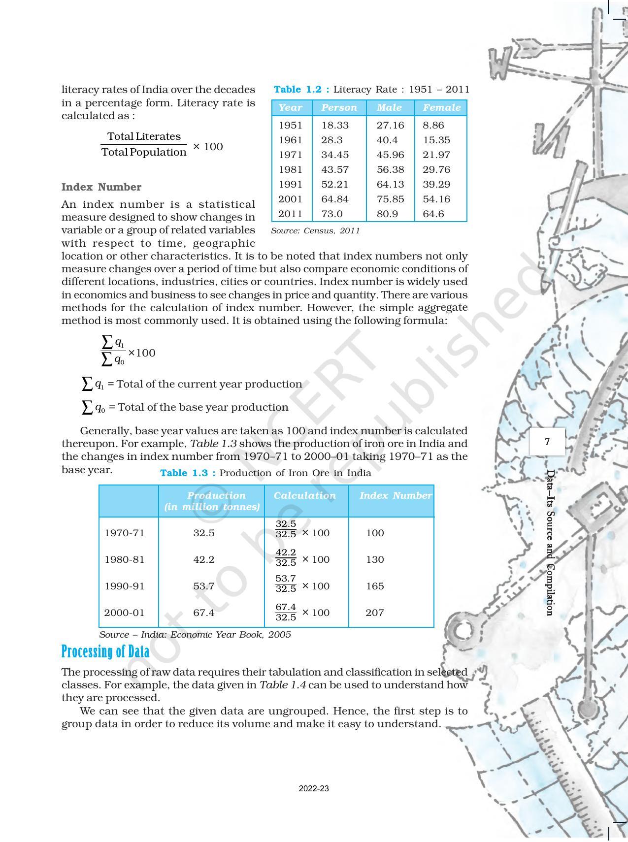 NCERT Book for Class 12 Geography Chapter 1 Data – Its Source