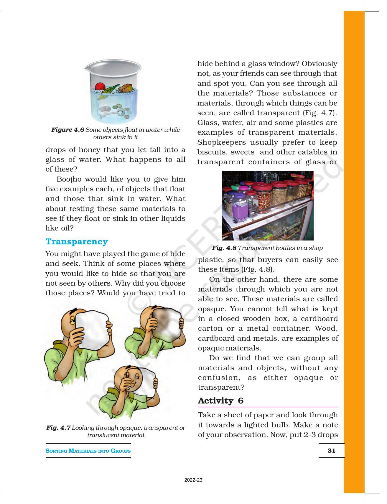 NCERT Book for Class 6 Science: Chapter 4-Sorting Materials and Groups ...