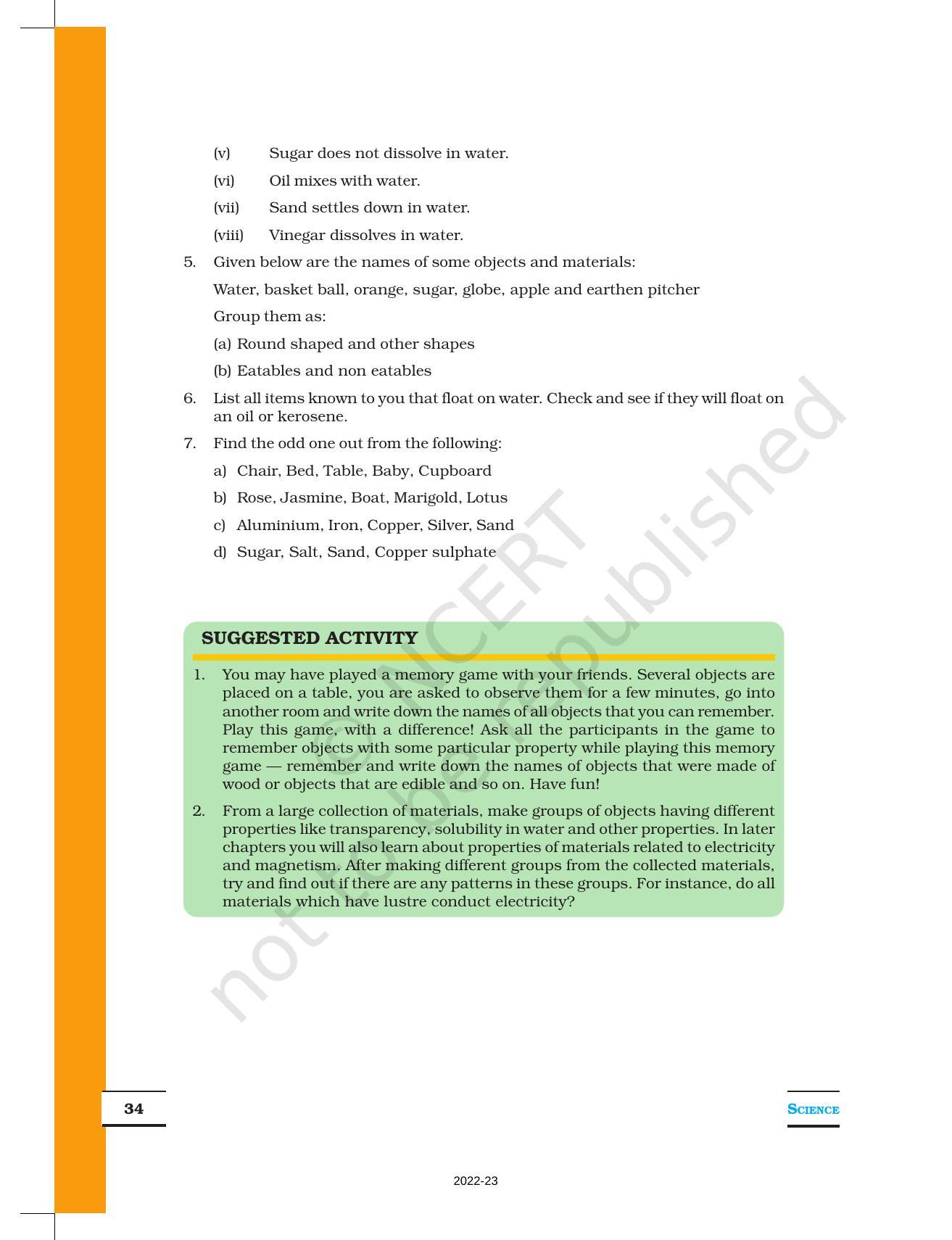 NCERT Book for Class 6 Science: Chapter 4-Sorting Materials and Groups ...