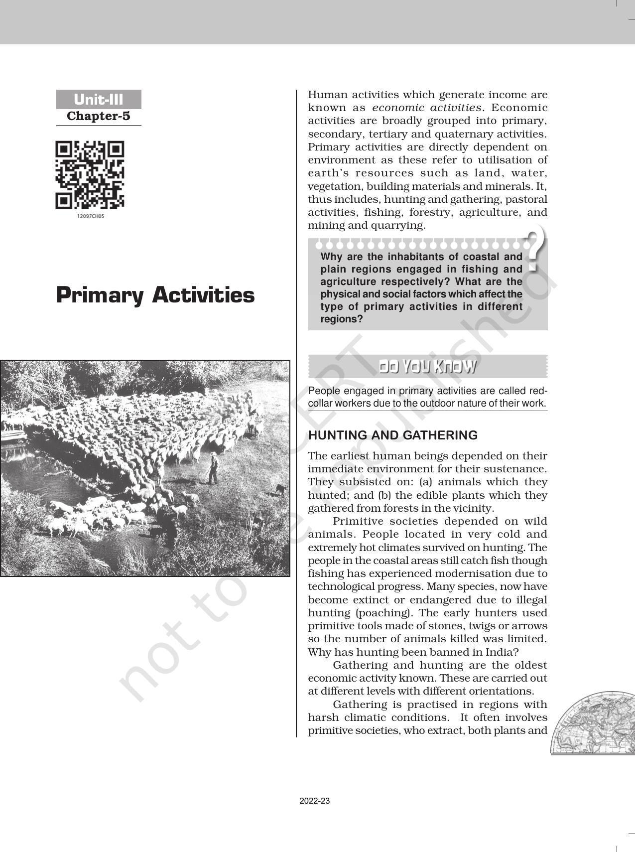 NCERT Book for Class 12 Geography Chapter 5 Primary Activities