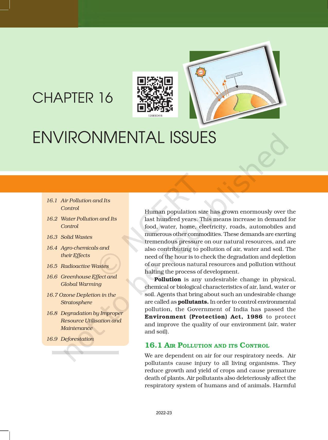 NCERT Book for Class 12 Biology Chapter 16 Environmental Issues ...
