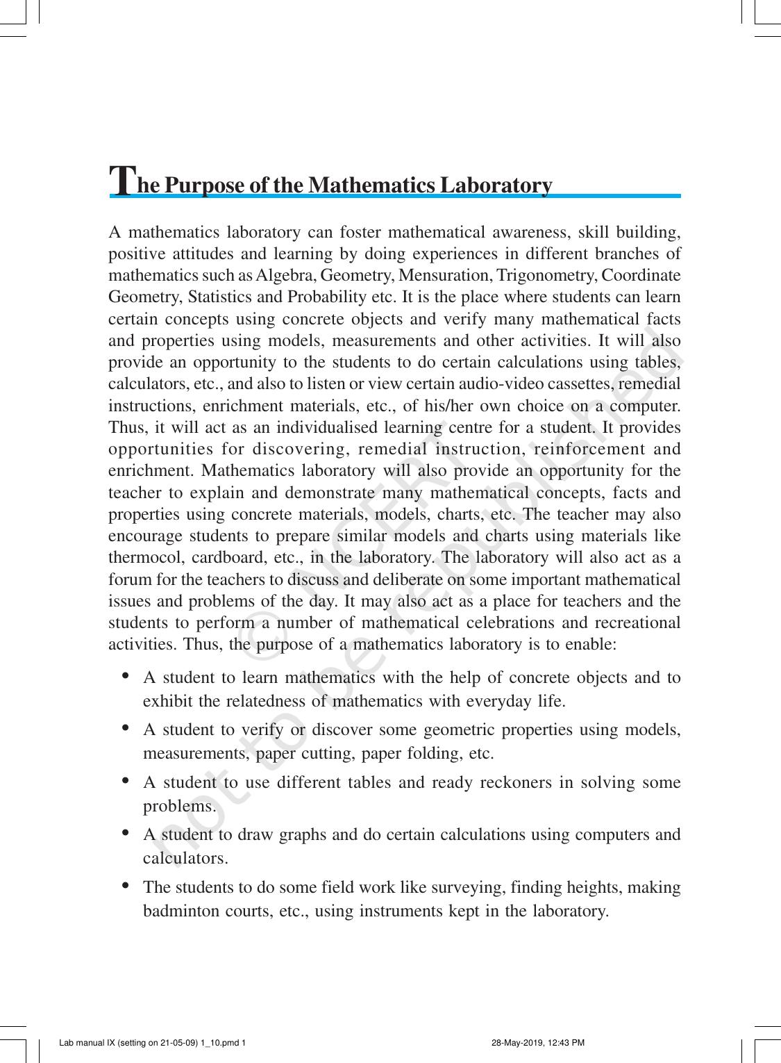 NCERT Laboratory Manuals for Class IX Mathematics - Activities for ...