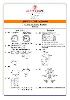 UCO Sample Papers for Class 2 Key & Solutions - IndCareer Docs