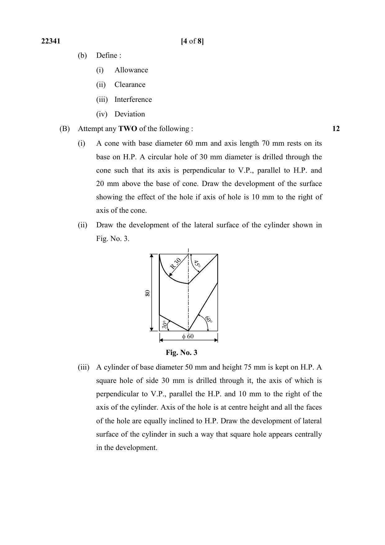 MSBTE Summer Question Paper 2019 - Mechanical working Drawing ...