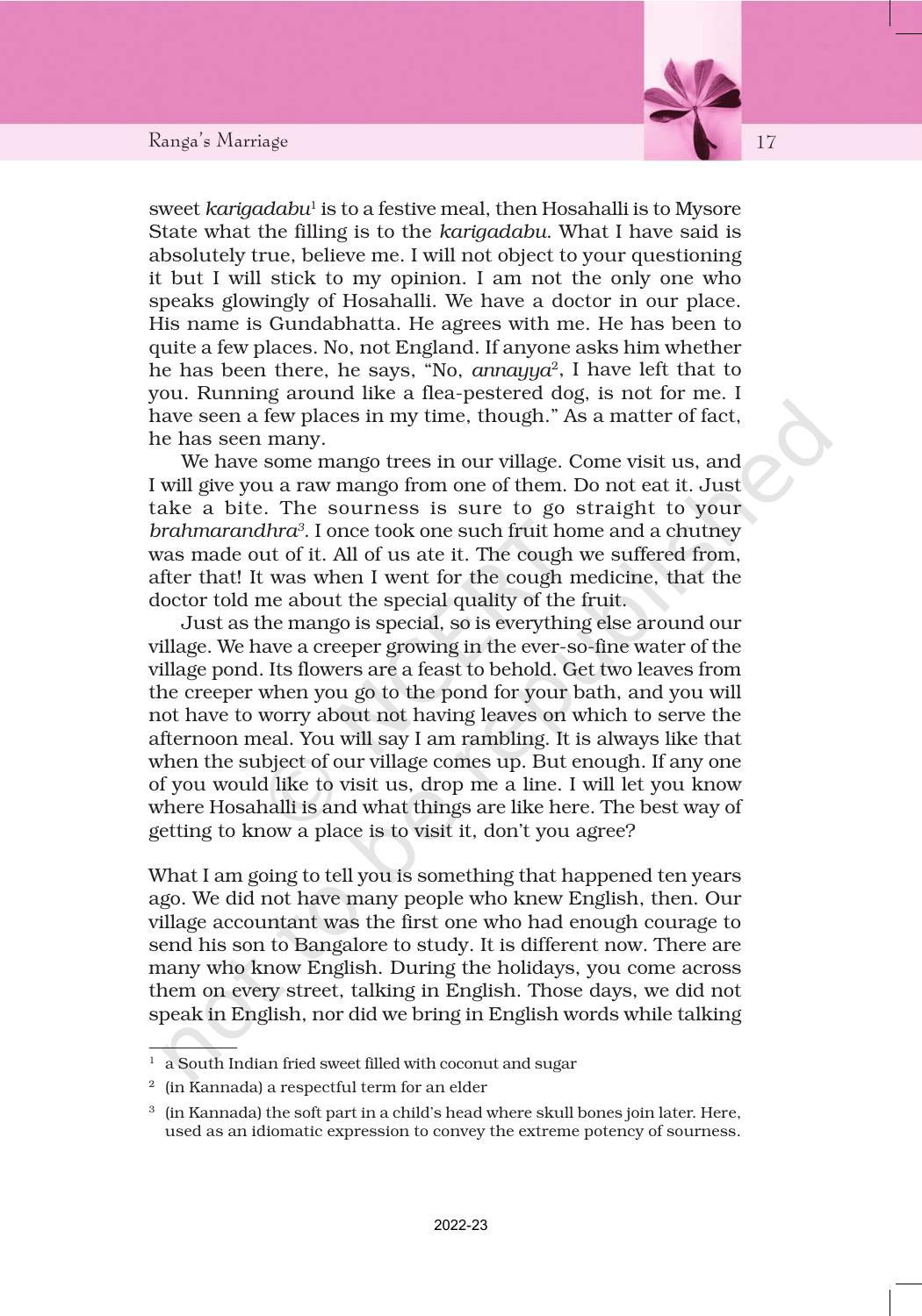 NCERT Book for Class 11 English Chapter 3 Ranga’s Marriage