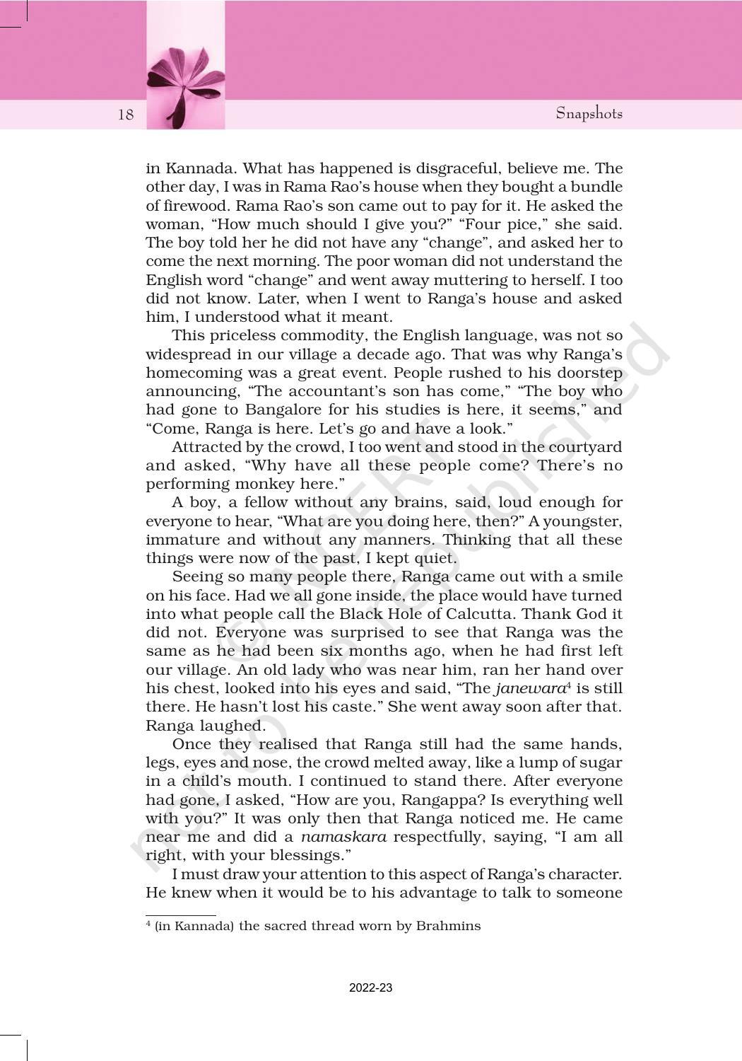 NCERT Book for Class 11 English Chapter 3 Ranga’s Marriage