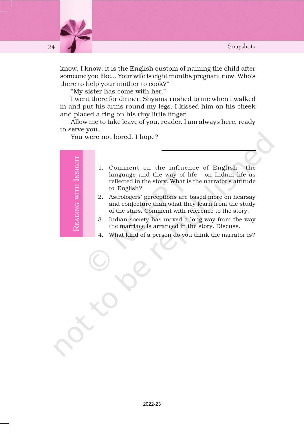 NCERT Book for Class 11 English Chapter 3 Ranga’s Marriage
