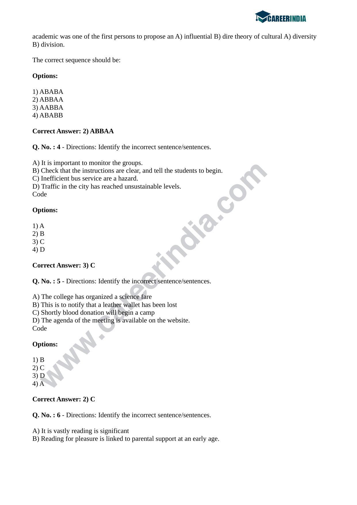 CLAT 2018 UG Question Paper - IndCareer Docs