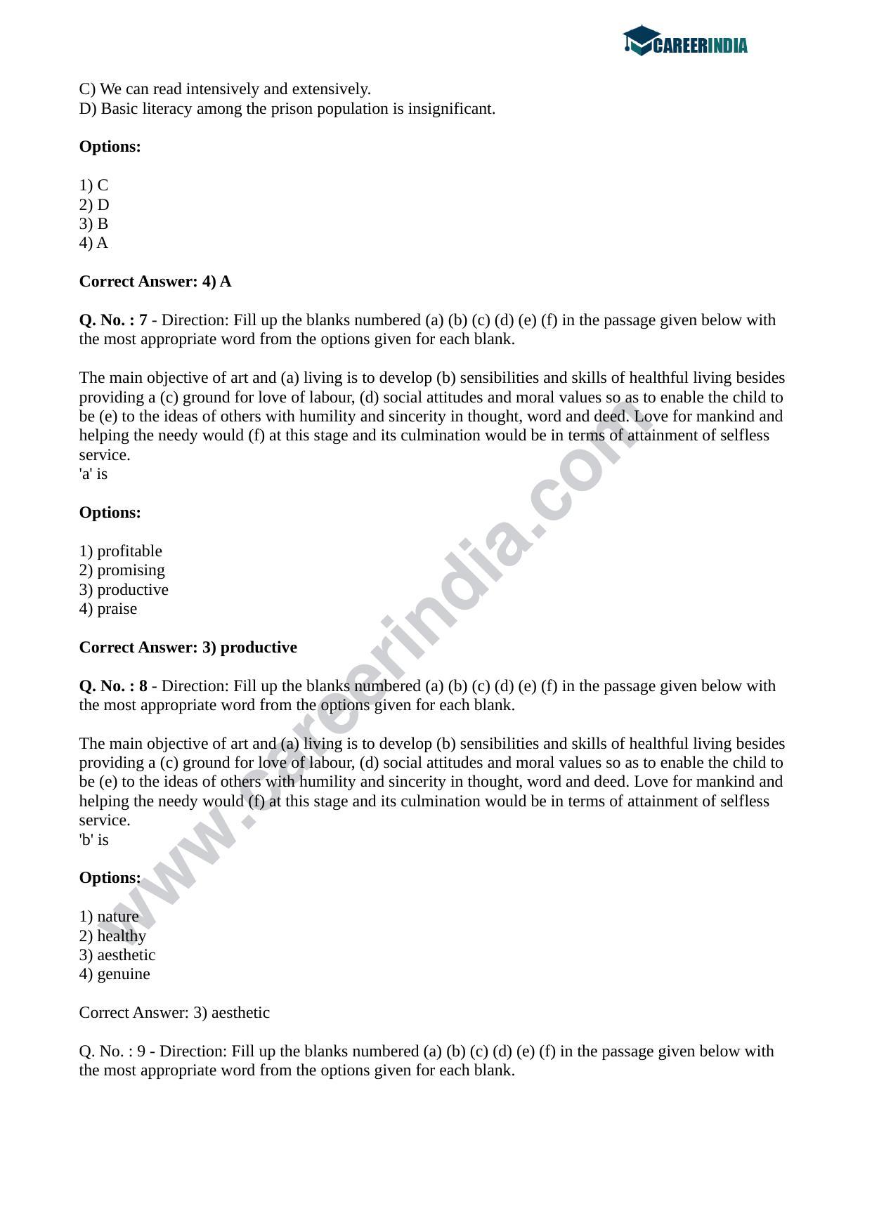 CLAT 2018 UG Question Paper - IndCareer Docs