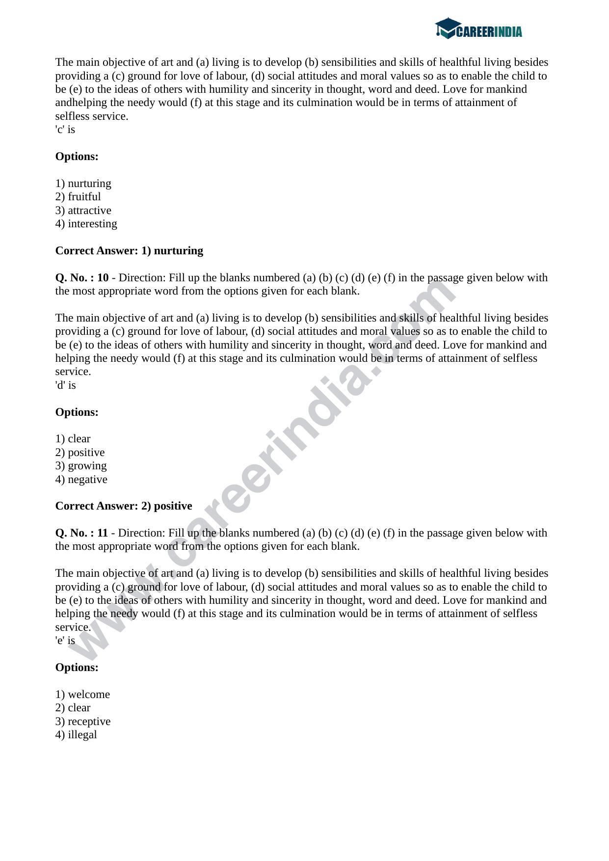 CLAT 2018 UG Question Paper - IndCareer Docs