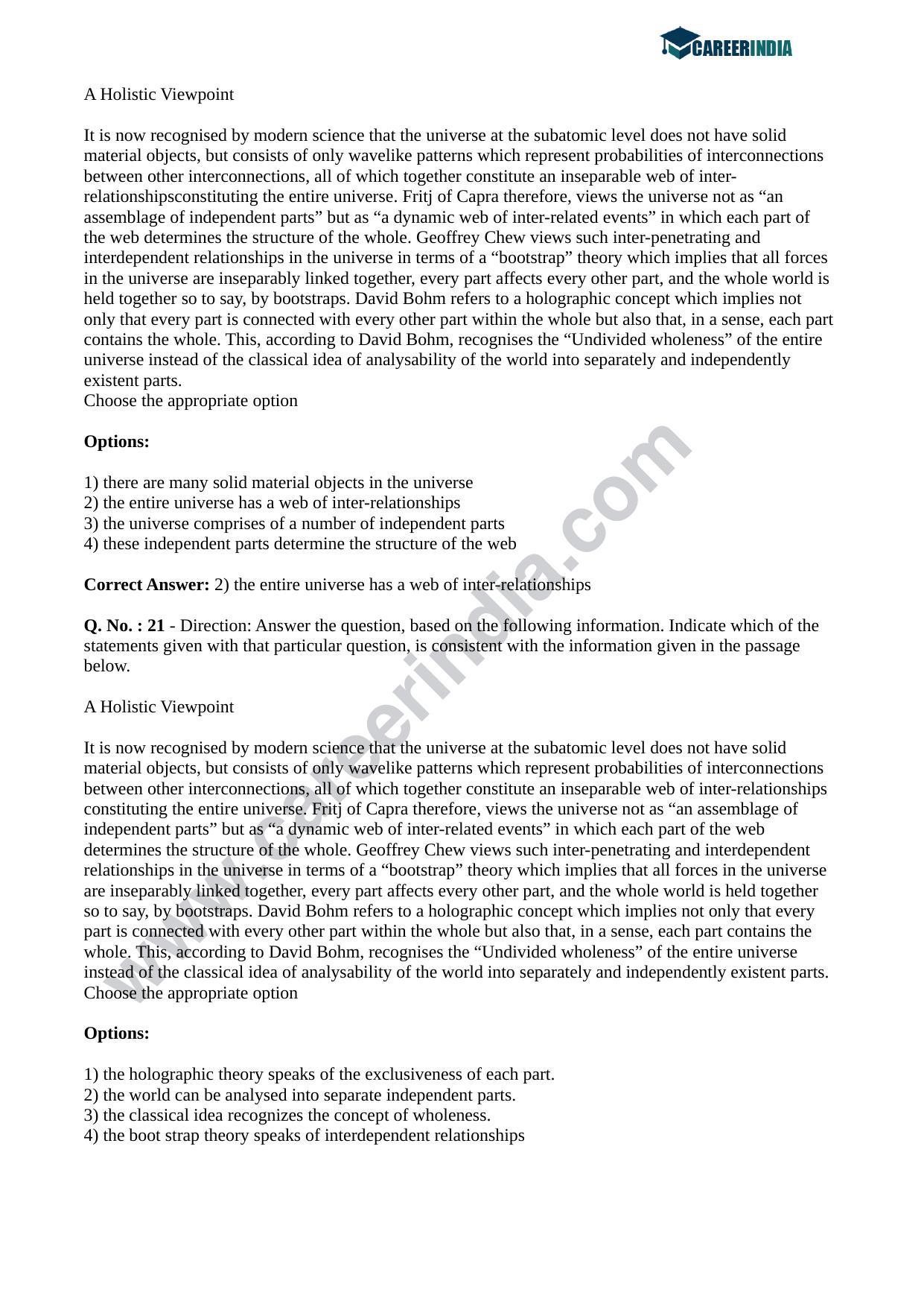 CLAT 2018 UG Question Paper - IndCareer Docs