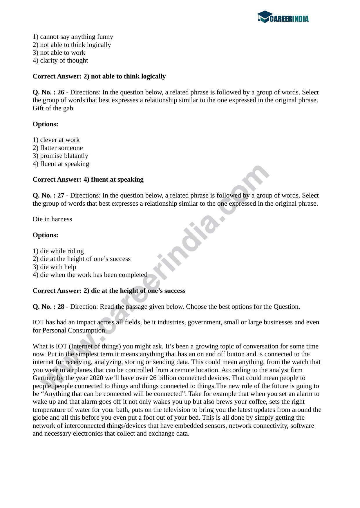 CLAT 2018 UG Question Paper - IndCareer Docs