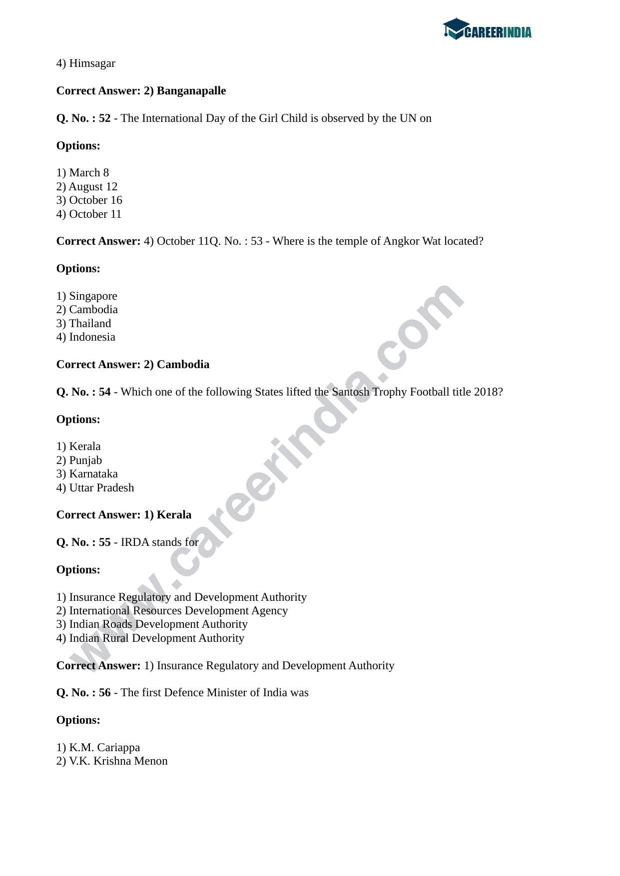 CLAT 2018 UG Question Paper - IndCareer Docs