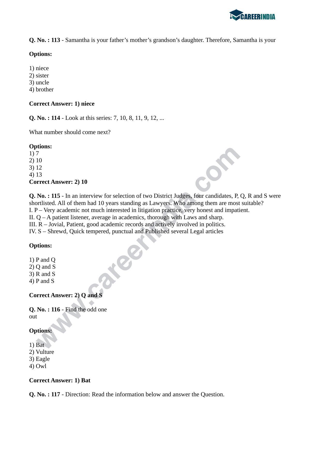 CLAT 2018 UG Question Paper - IndCareer Docs