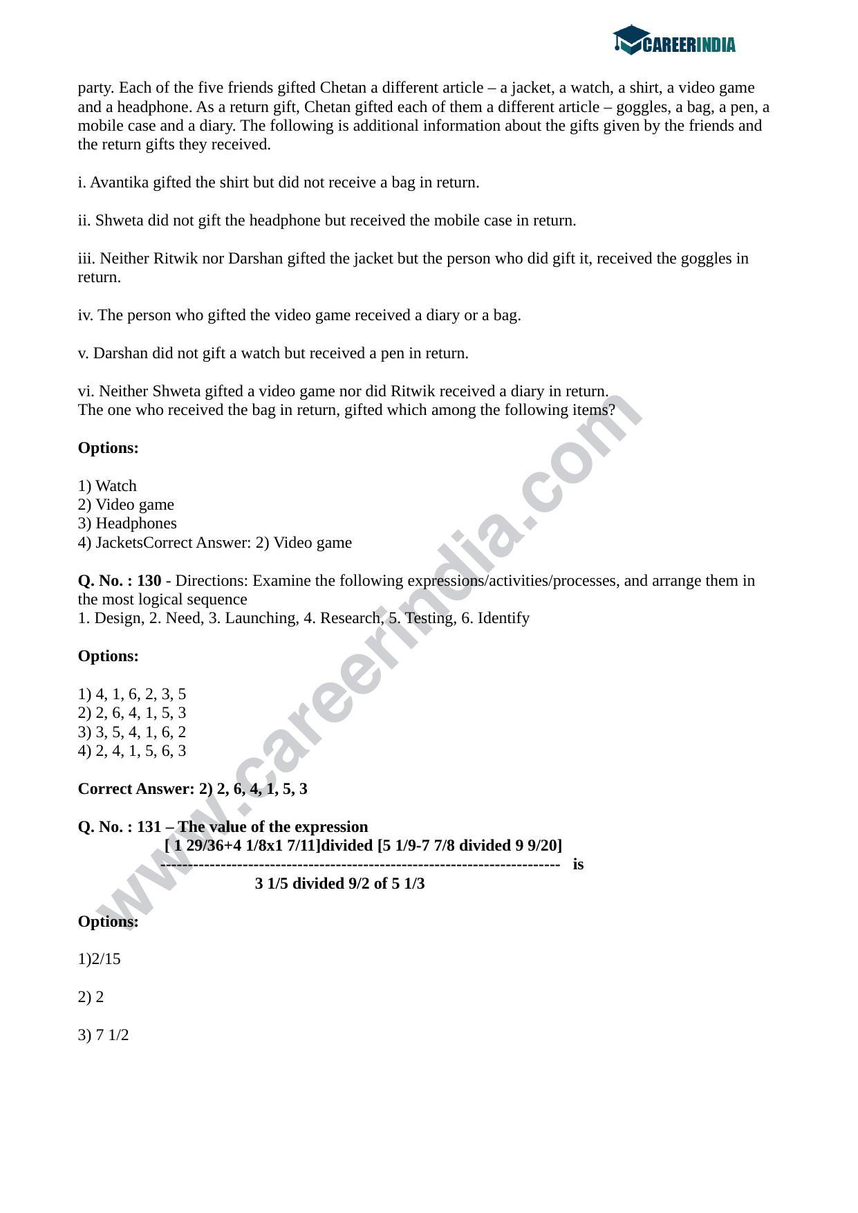 CLAT 2018 UG Question Paper - IndCareer Docs