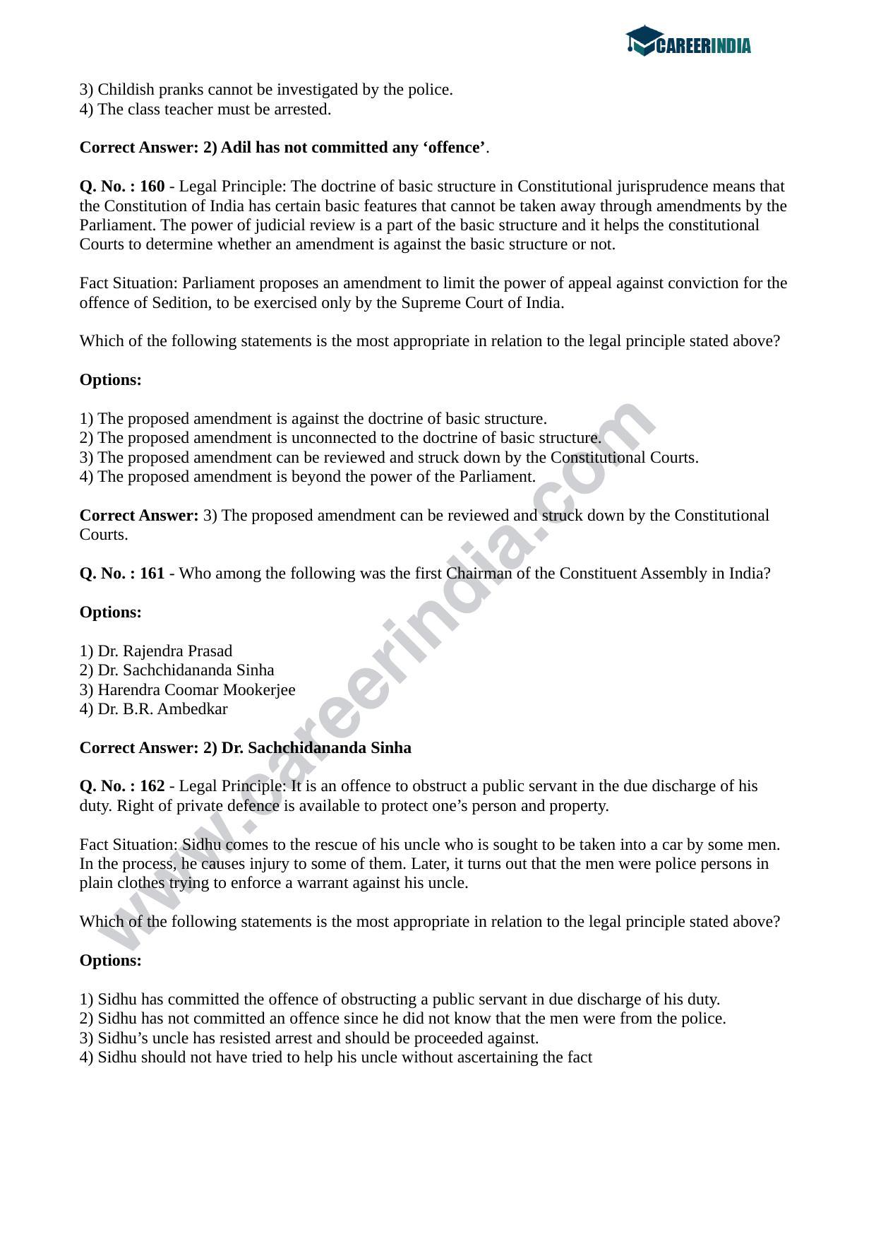 CLAT 2018 UG Question Paper - IndCareer Docs