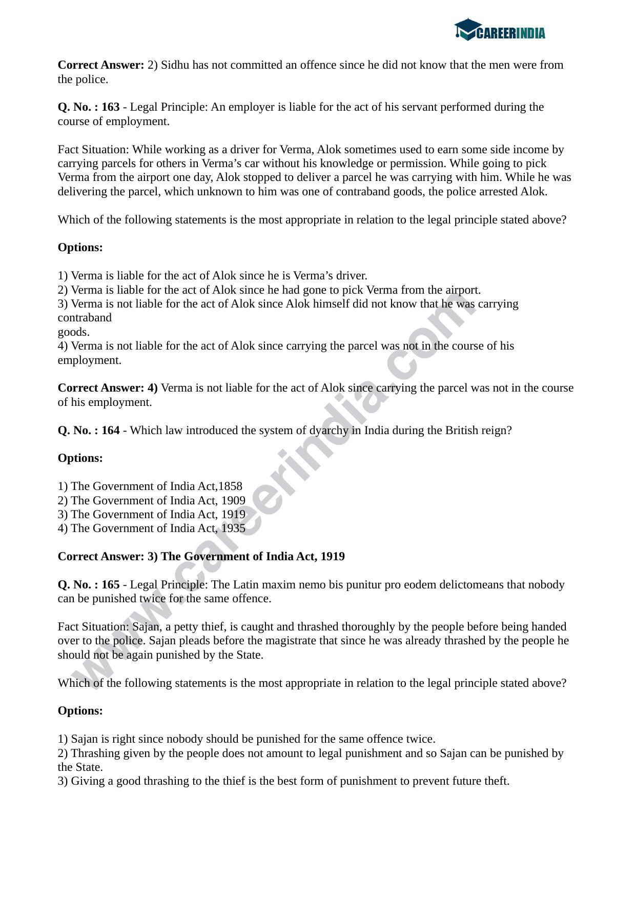 CLAT 2018 UG Question Paper - IndCareer Docs