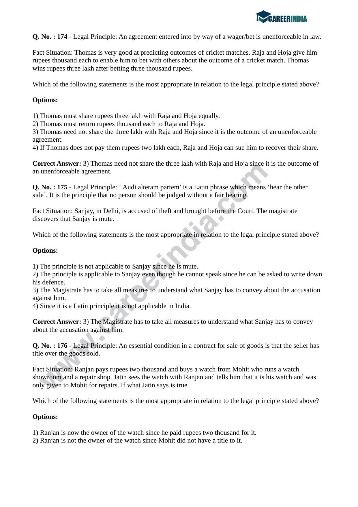 CLAT 2018 UG Question Paper - IndCareer Docs