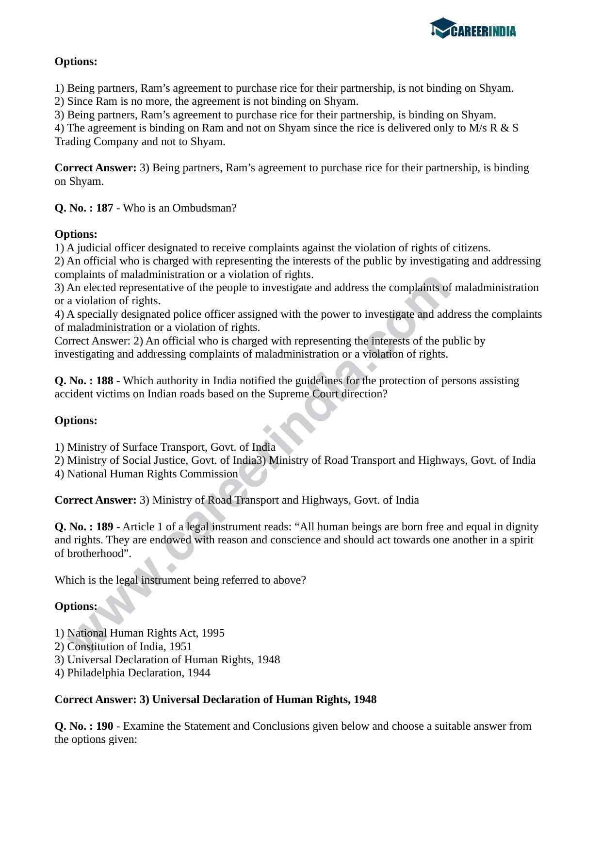 CLAT 2018 UG Question Paper - IndCareer Docs