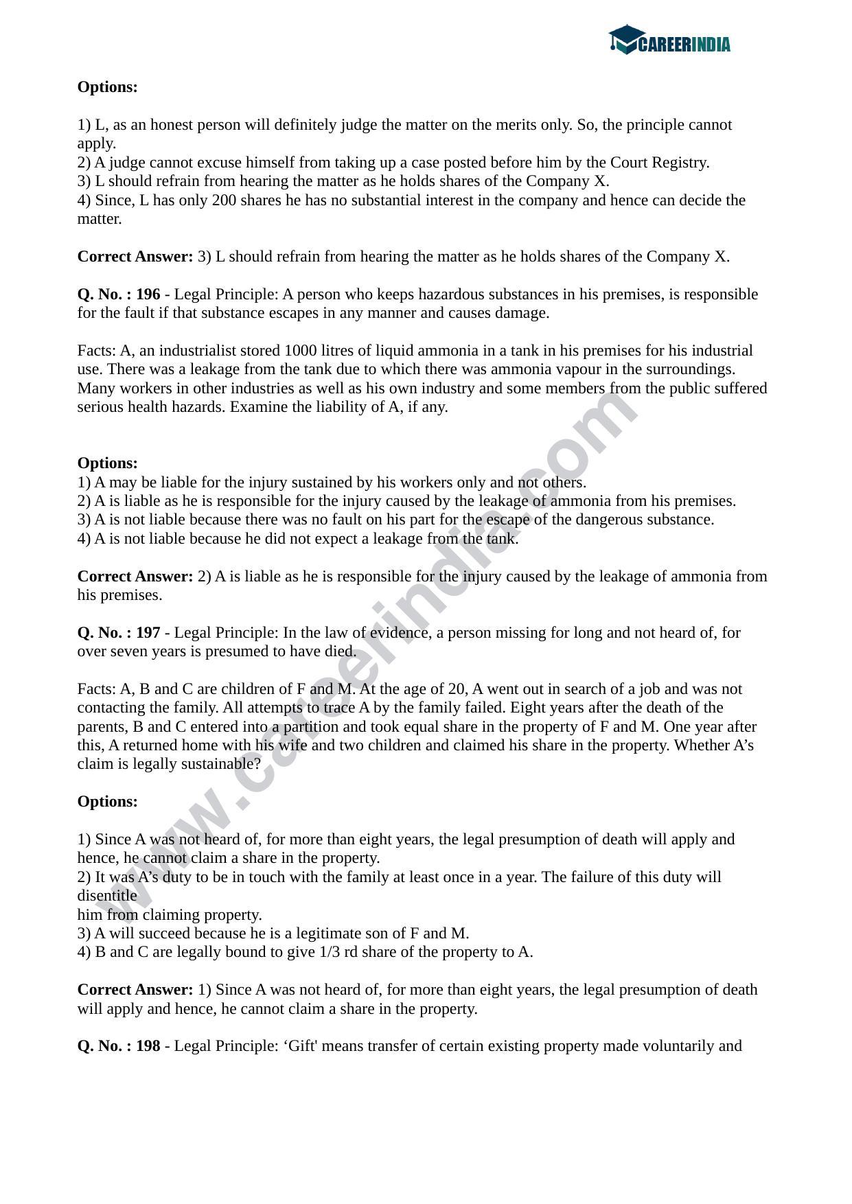 CLAT 2018 UG Question Paper - IndCareer Docs