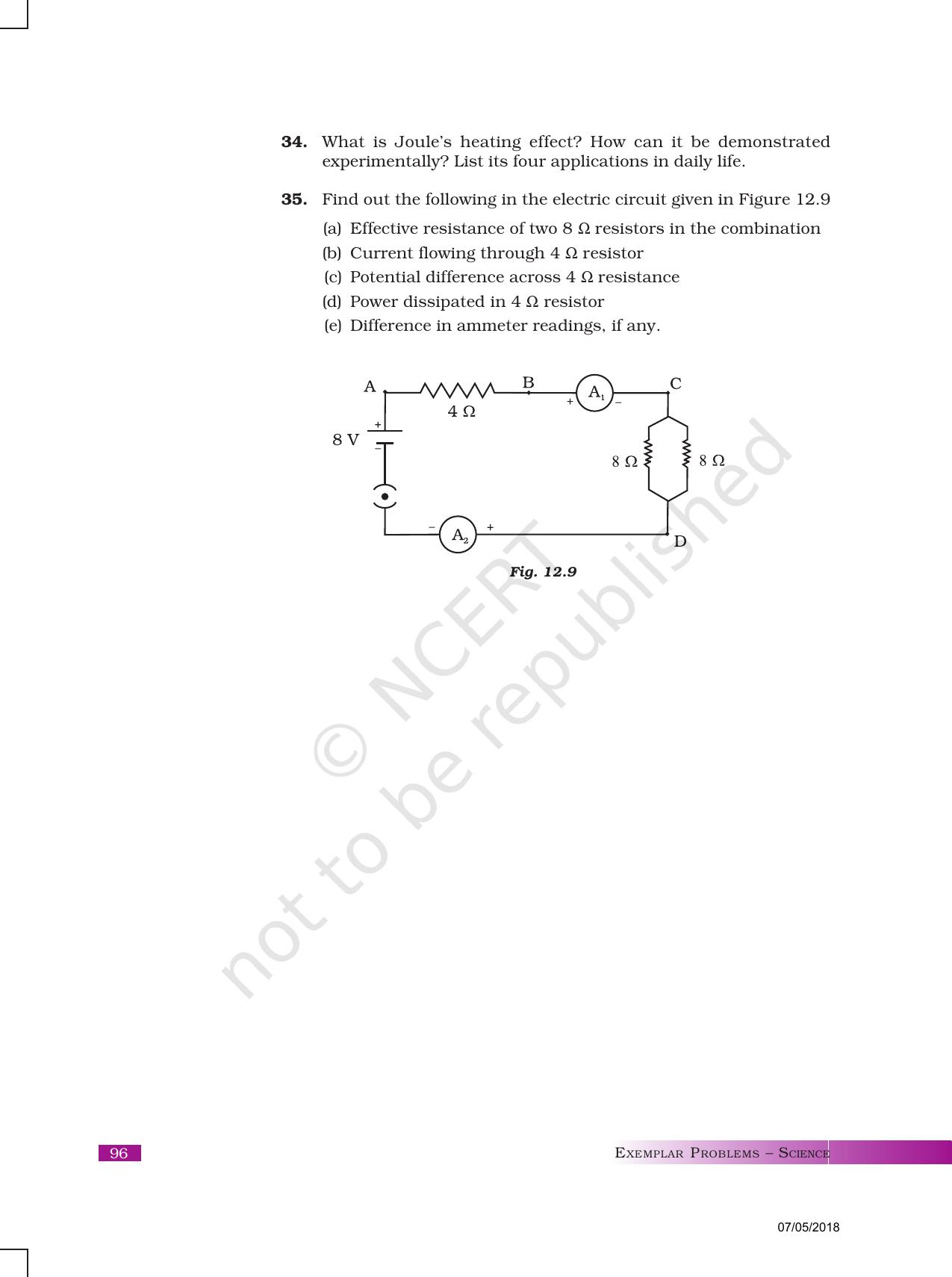 NCERT Exemplar Book for Class 10 Science Chapter 12 Electricity
