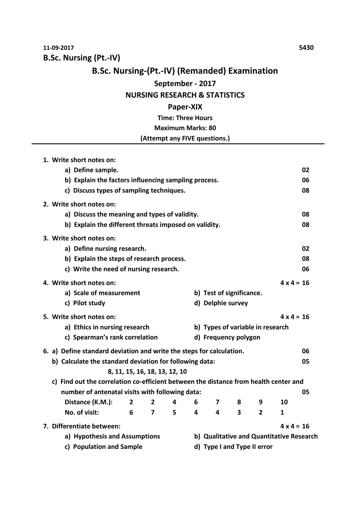 RUHS B.Sc Nursing 2017 Question Paper - IndCareer Docs