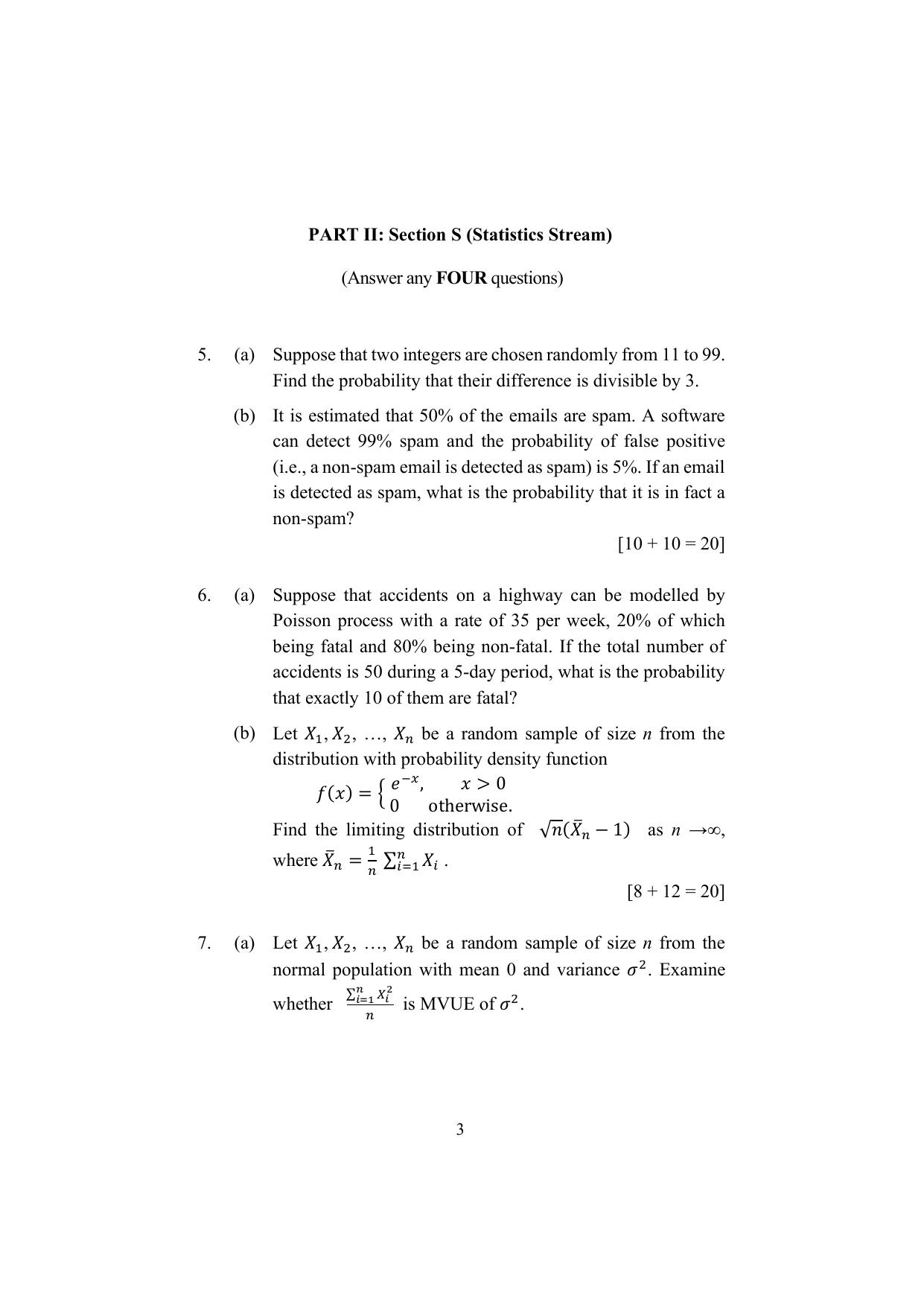 ISI Admission Test M.Tech (QROR) 2024 Sample Paper - IndCareer Docs