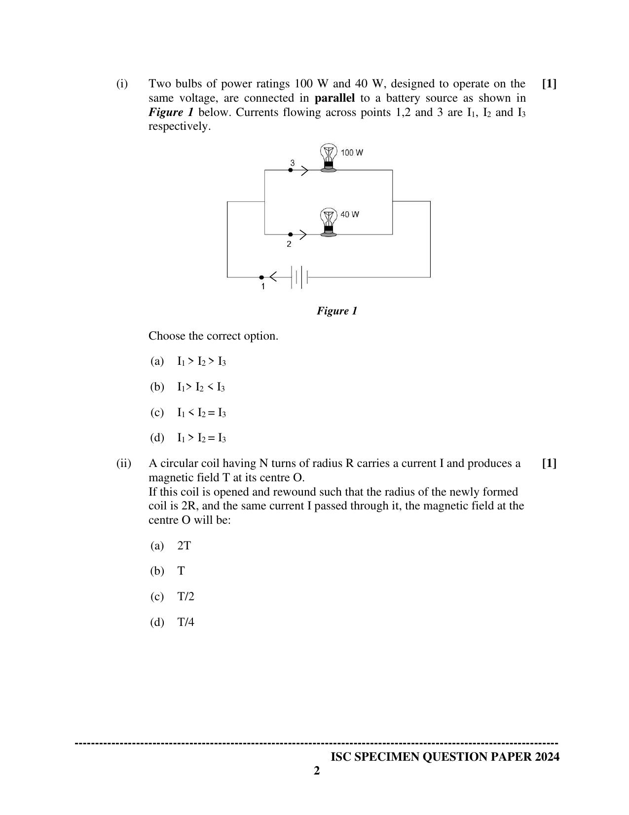 ISC Class 12 2024 PHYSICS PAPER 1 Sample Paper - IndCareer Docs