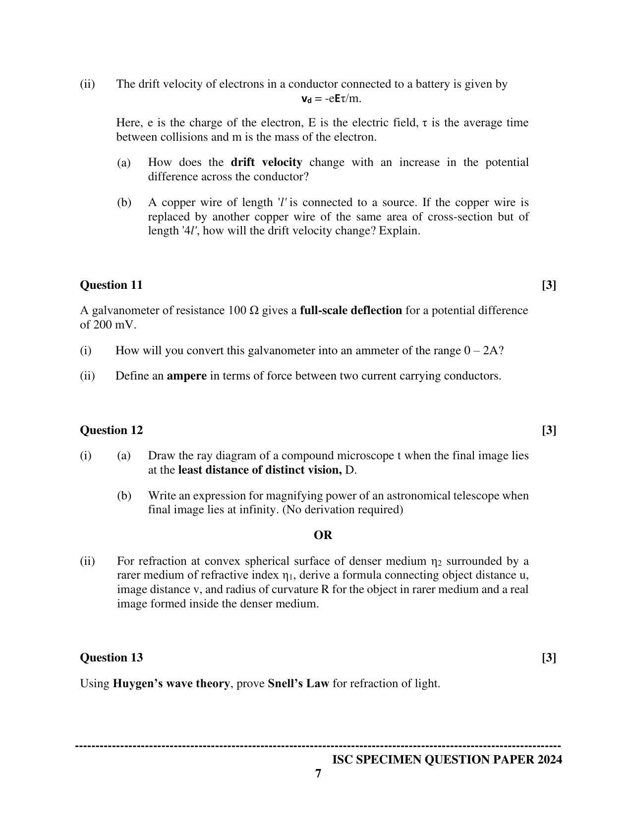 ISC Class 12 2024 PHYSICS PAPER 1 Sample Paper - IndCareer Docs