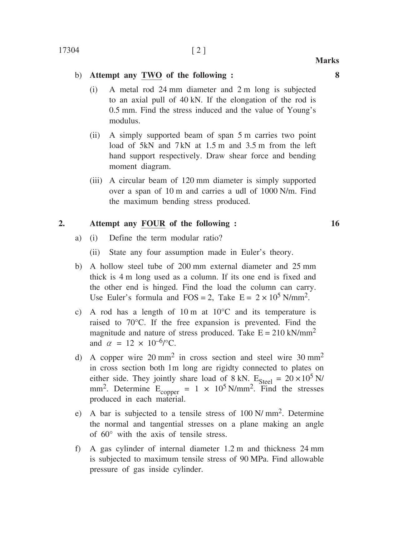 MSBTE Winter Question Paper 2019 - Strength of Materials - IndCareer Docs