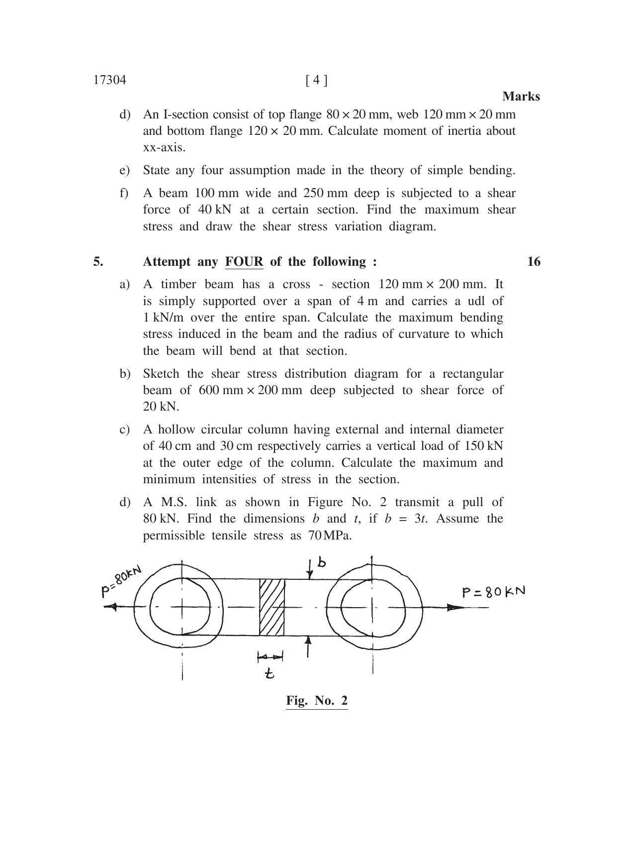 MSBTE Winter Question Paper 2019 - Strength of Materials - IndCareer Docs