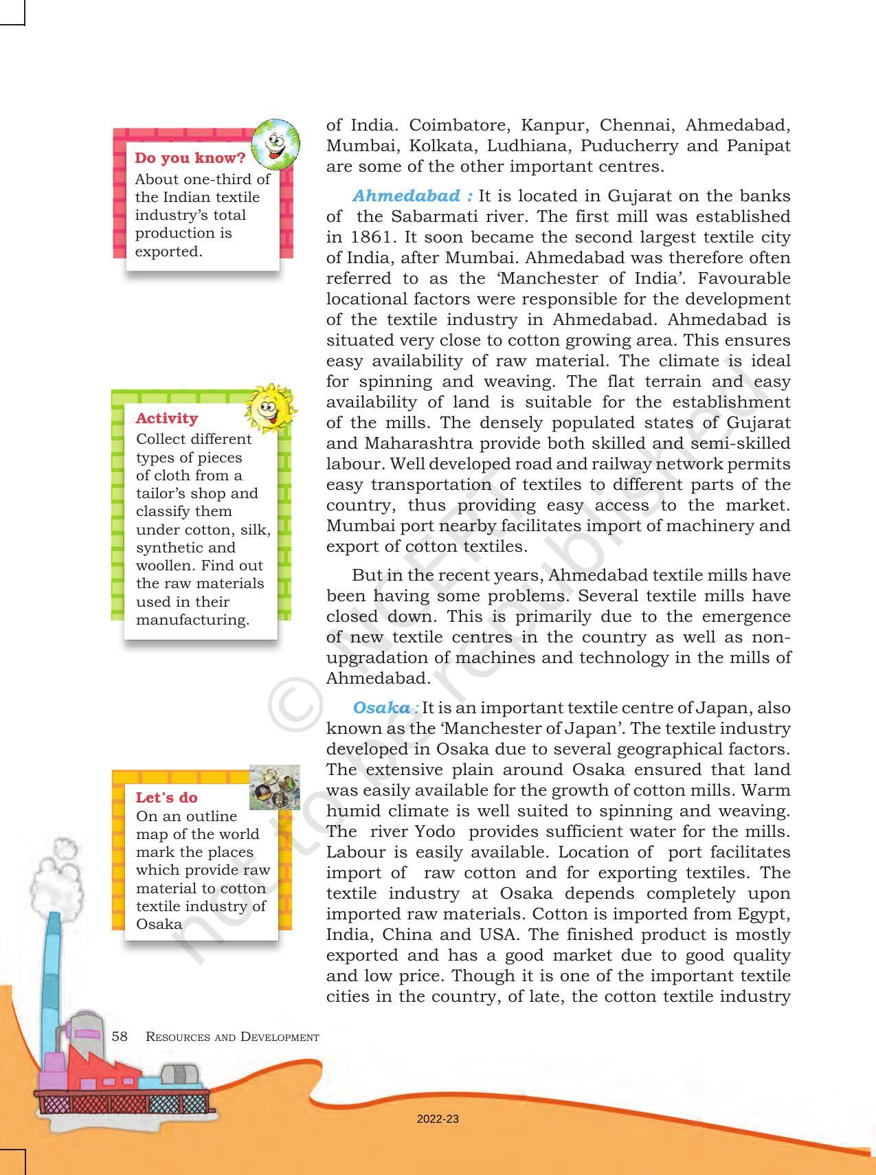 NCERT Book for Class 8 Geography Chapter 5 Industries