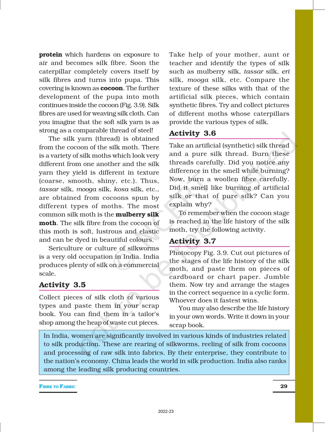 NCERT Book for Class 7 Science: Chapter 3-Fibre to Fabric - IndCareer ...