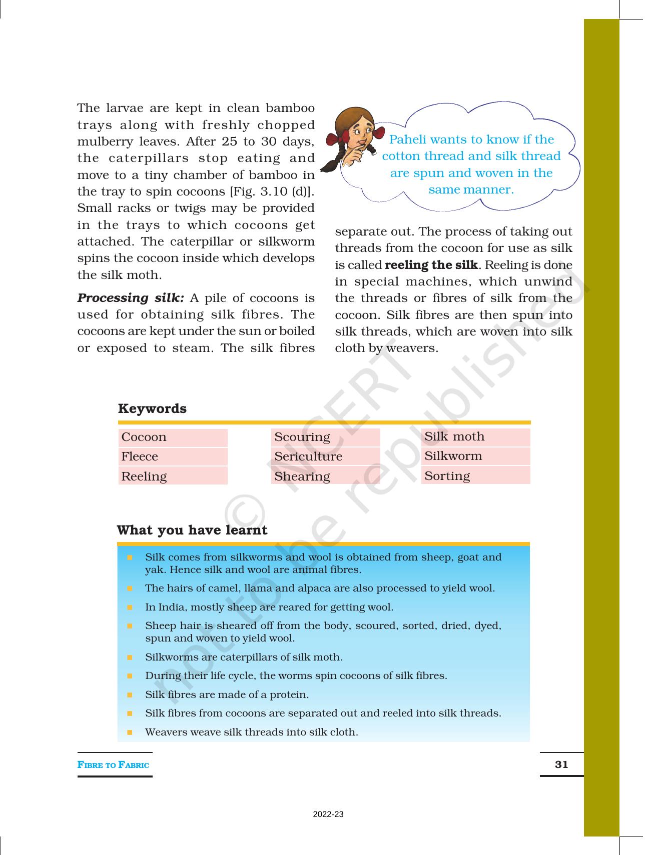 NCERT Book for Class 7 Science: Chapter 3-Fibre to Fabric - IndCareer ...