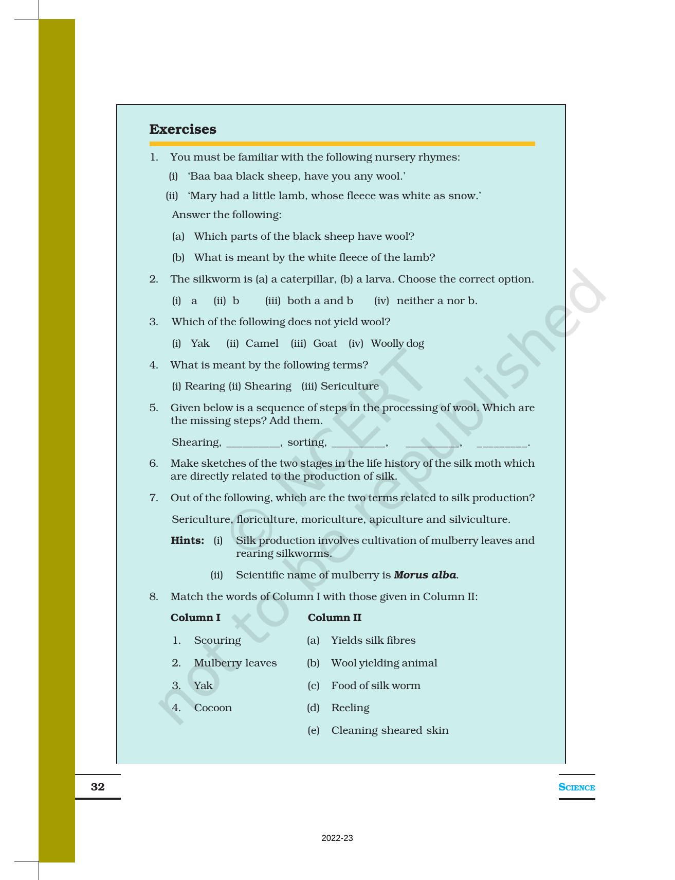 NCERT Book for Class 7 Science: Chapter 3-Fibre to Fabric - IndCareer ...