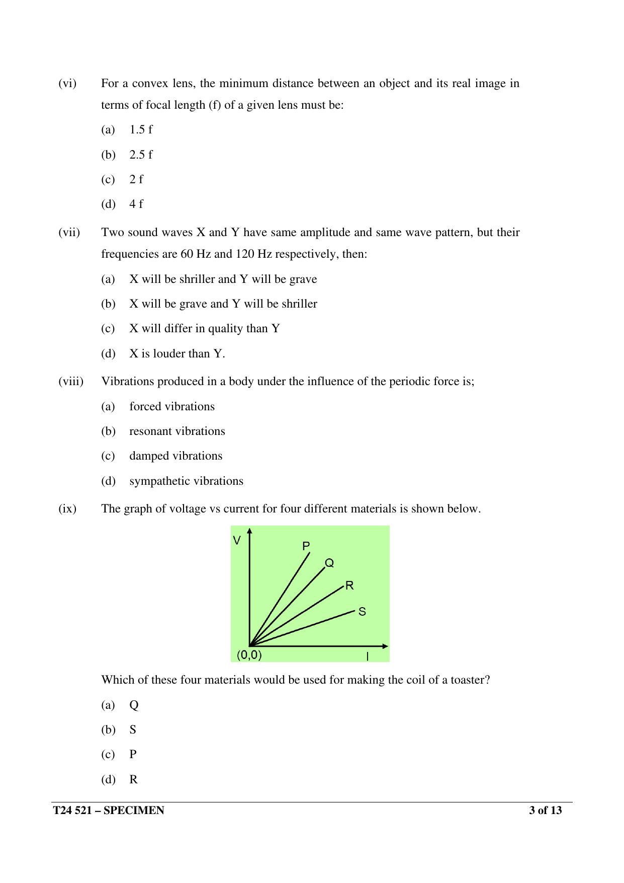 ICSE Class 10 Physics Sample Paper - IndCareer Schools