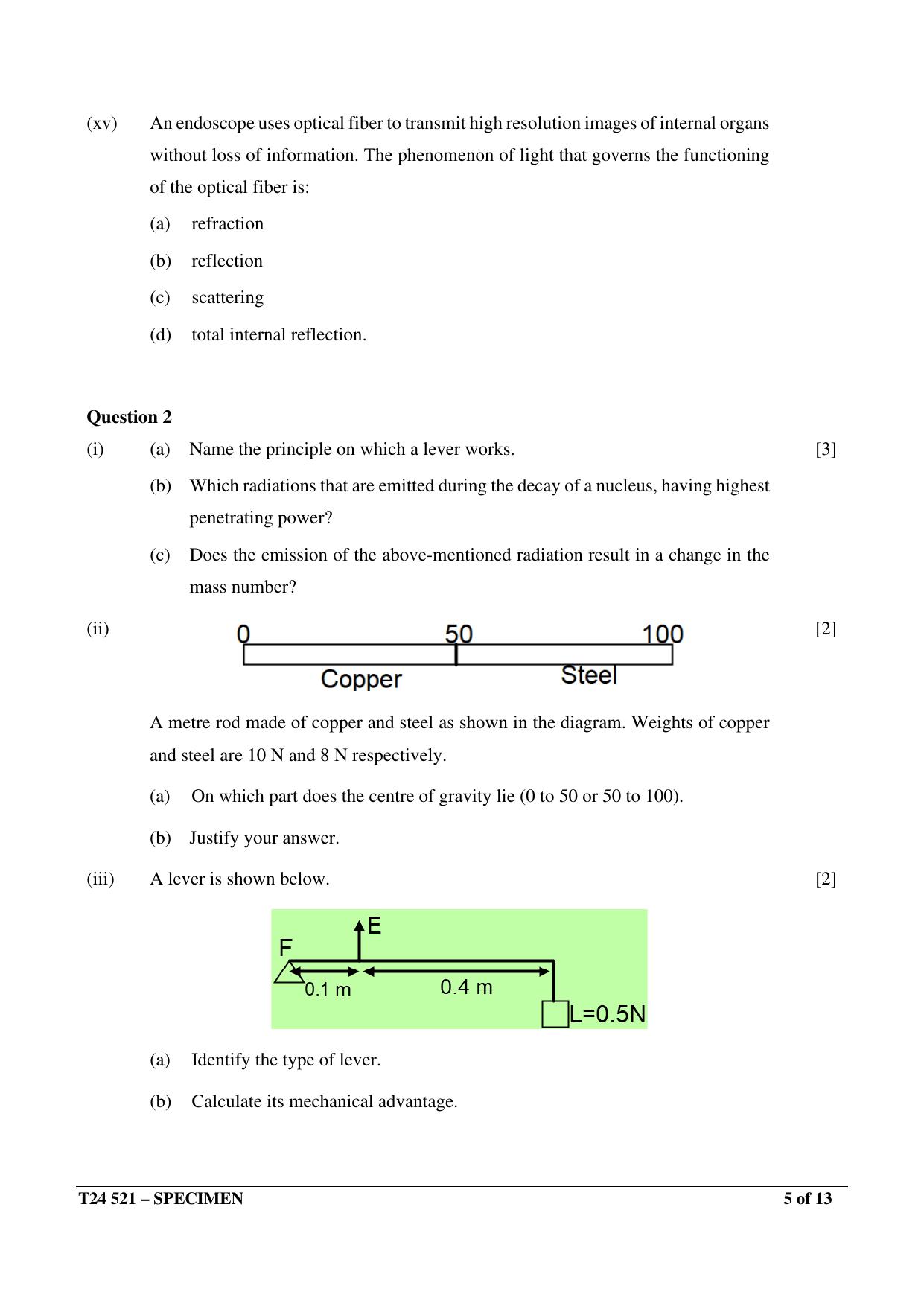 ICSE Class 10 Physics Sample Paper - IndCareer Schools