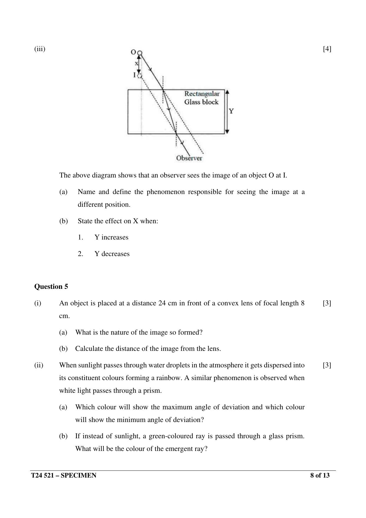 ICSE Class 10 Physics Sample Paper - IndCareer Schools