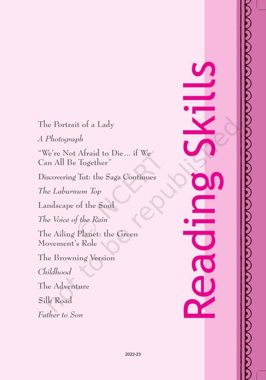 NCERT Book for Class 11 English Chapter 1 The Portrait of a Lady