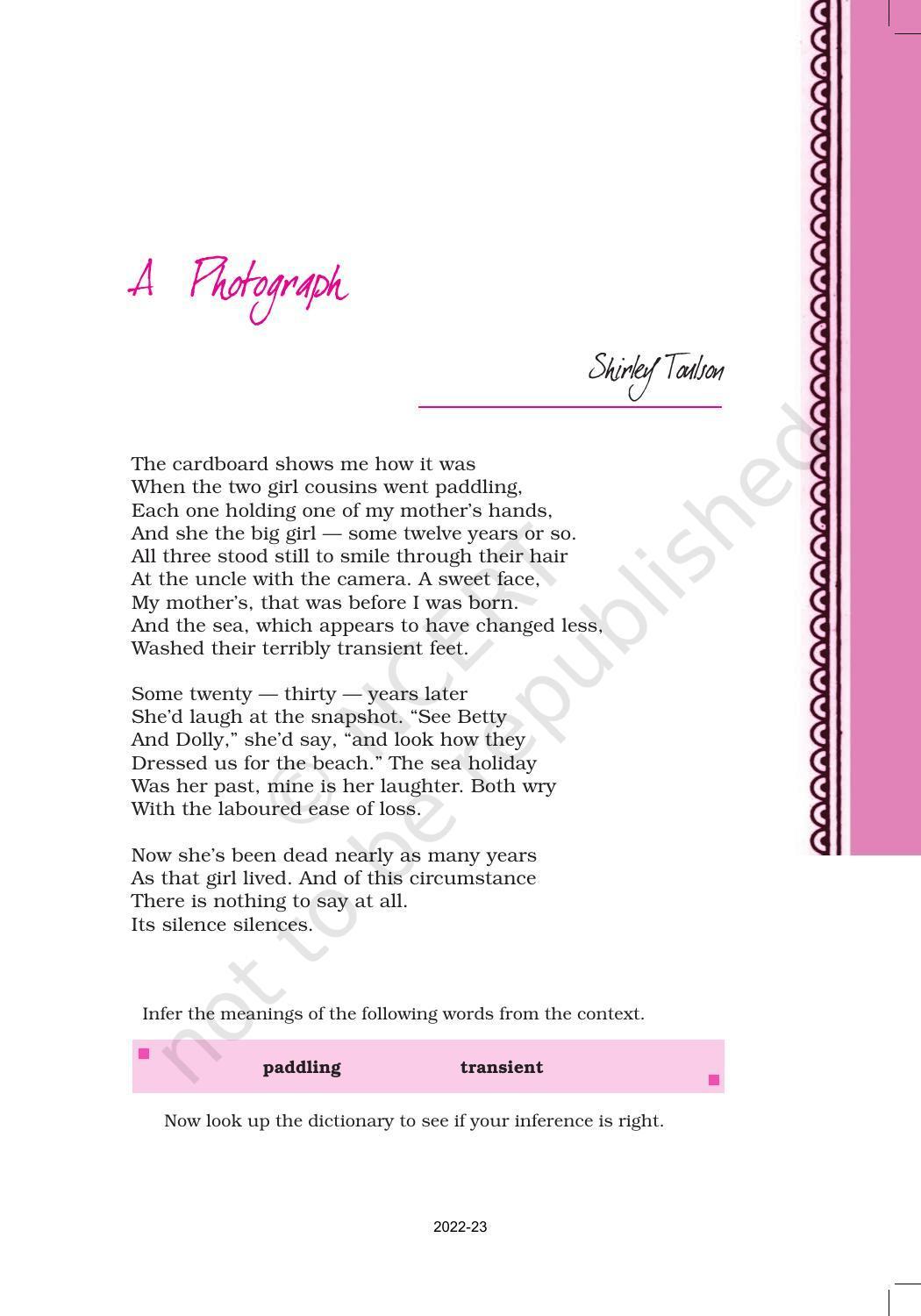 NCERT Book for Class 11 English Chapter 1 The Portrait of a Lady